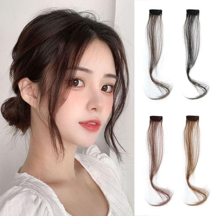 Natural Long Fake Bangs Clip in Curly Synthetic Hair Bangs Hair ...