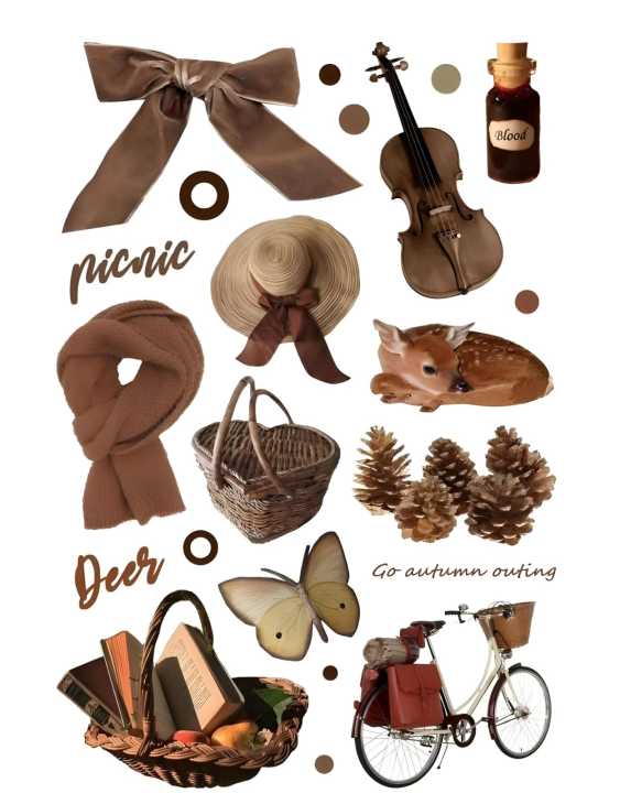 4 AESTHETIC BROWN AUTUMN uncut sticker sheets 5.8x4.1 inches cute ...
