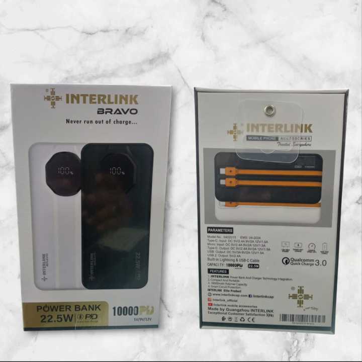 Interlink Branded 10,000mAh PD Power Bank 22.5W Fast Charging ...