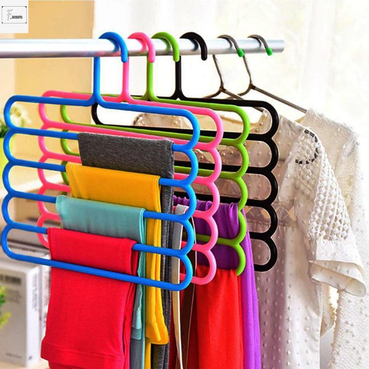 2 Piece - 5 Layer Hanger For Clothes - Multipurpose Cloth Hanger ...