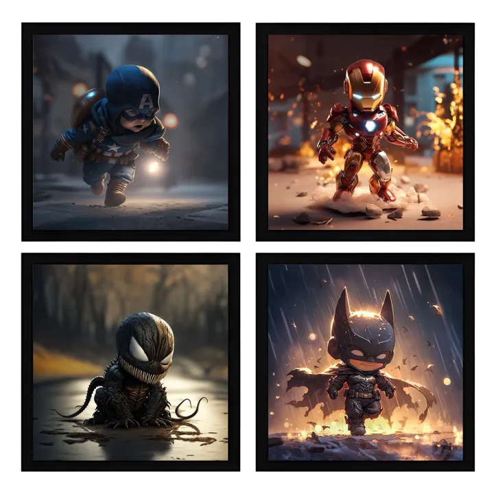 set of 4 DC famous characters picture frame mini superheroes for ...