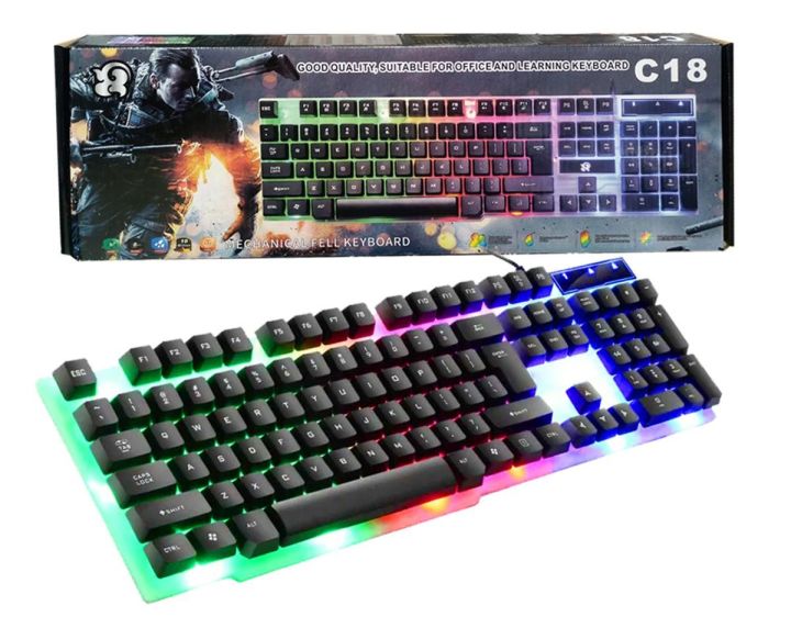 RGB Backlit Membrane Gaming Keyboard with Multimedia Keys Mechanical ...