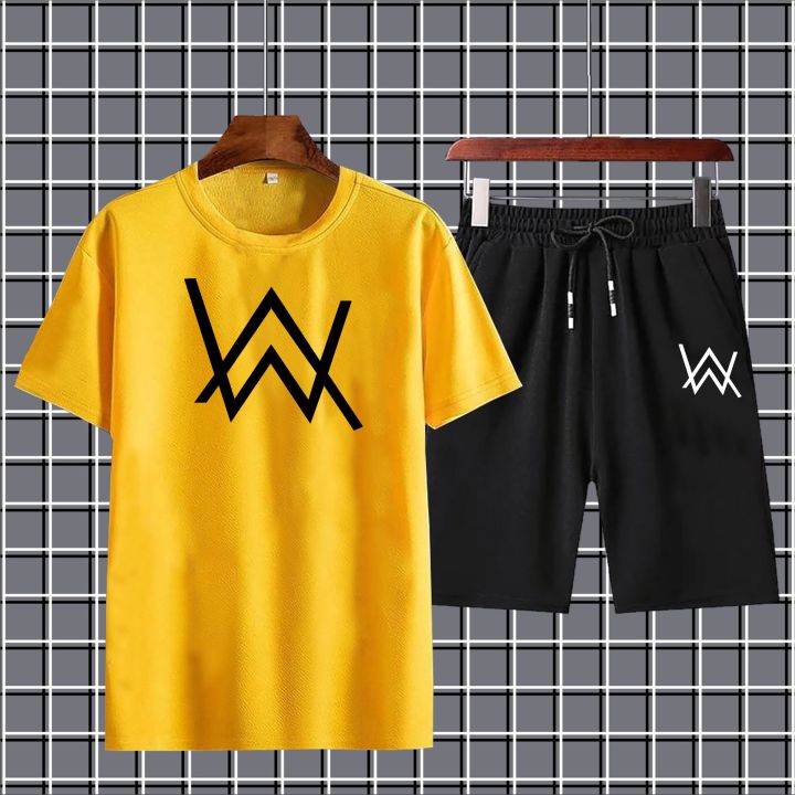 TRACKSUIT - Yellow & Black Summer allen walker Printed Tracksuit For ...