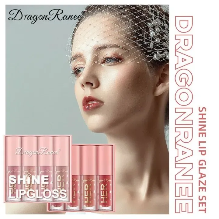 Dragon Ranee 4 Pcs Pink Lip Gloss Crystal Jelly Moisturizing Lip Oil ...