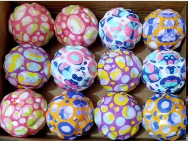 2pcs Jump Ball Soft Pu Foam Toys Anti-stress Moon Shape Porous Bouncy ...