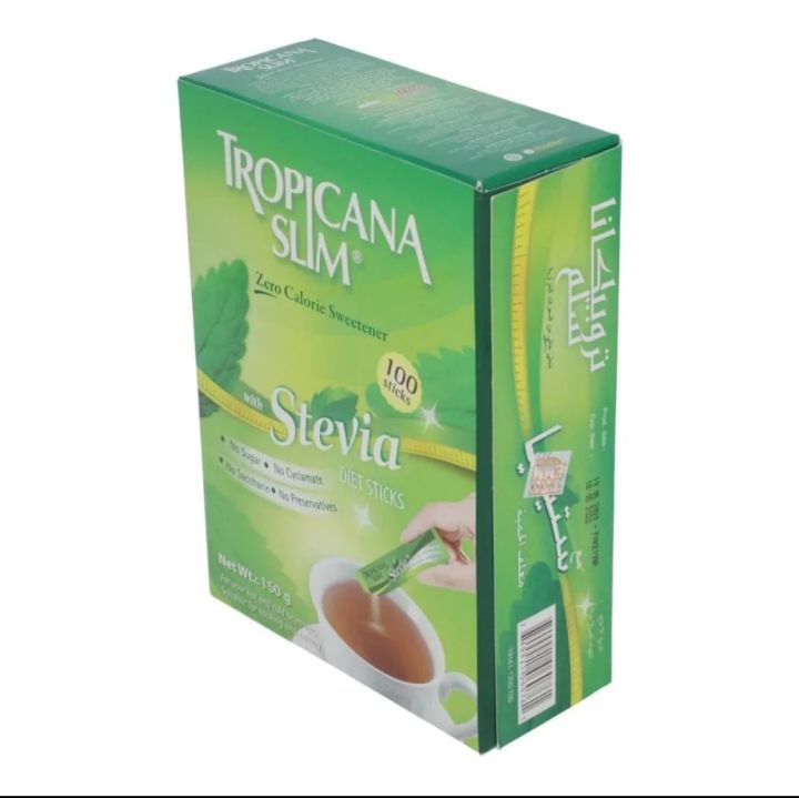 Tropicana Slim Stevia Sweetener Diet Sticks - 100 Sticks Pack | Daraz.pk
