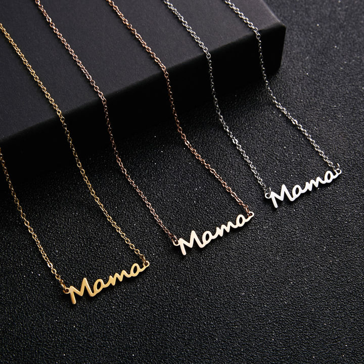 Adjustable Elegant Link Chain Women Necklace Mama Letter Pendant ...