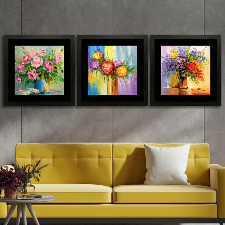 Set of 3 Vibrant Floral Vases Wall Art Frames for room, Collage Frames for Wall Décor – Raqeeq ...