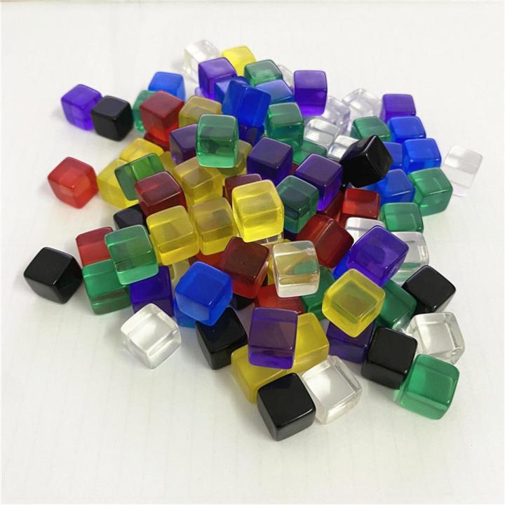 50Pcs/set 10mm Transparent Colorful Crystal Cubes Blocks Blank D6 Dice ...