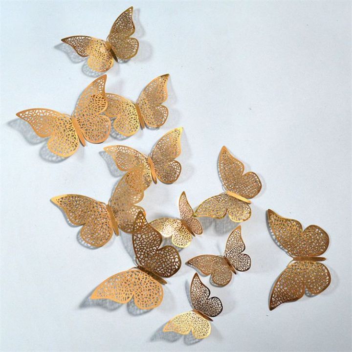 3D Butterfly Golden Wall Sticker Home Decor Pack of 12 | Daraz.pk