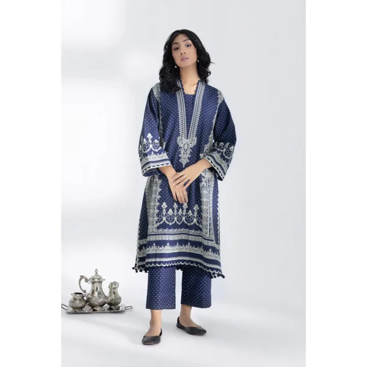2 Piece - Printed Khaddar Suit Unstitched Winter Collection | Daraz.pk