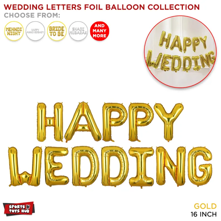 Wedding & Shadi Mubarak Foil Letter Balloons Collection, Bharat Chrome ...