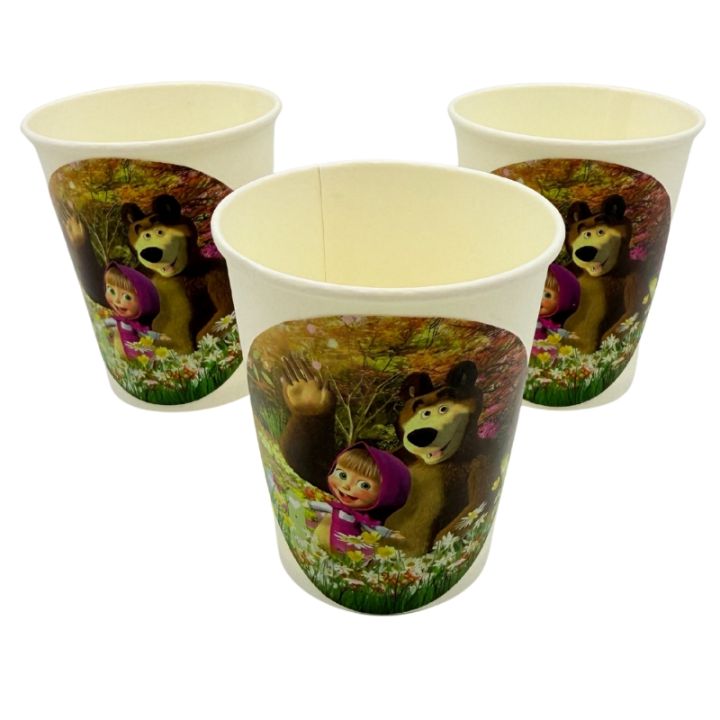 Masha And The Bear Paper Cups - 200 ml - Masha And The Bear Themed ...
