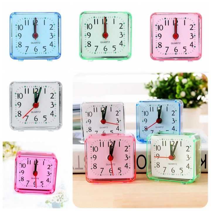 Durable Mute Square Alarm Clock Transparent Candy Color Mini Table ...