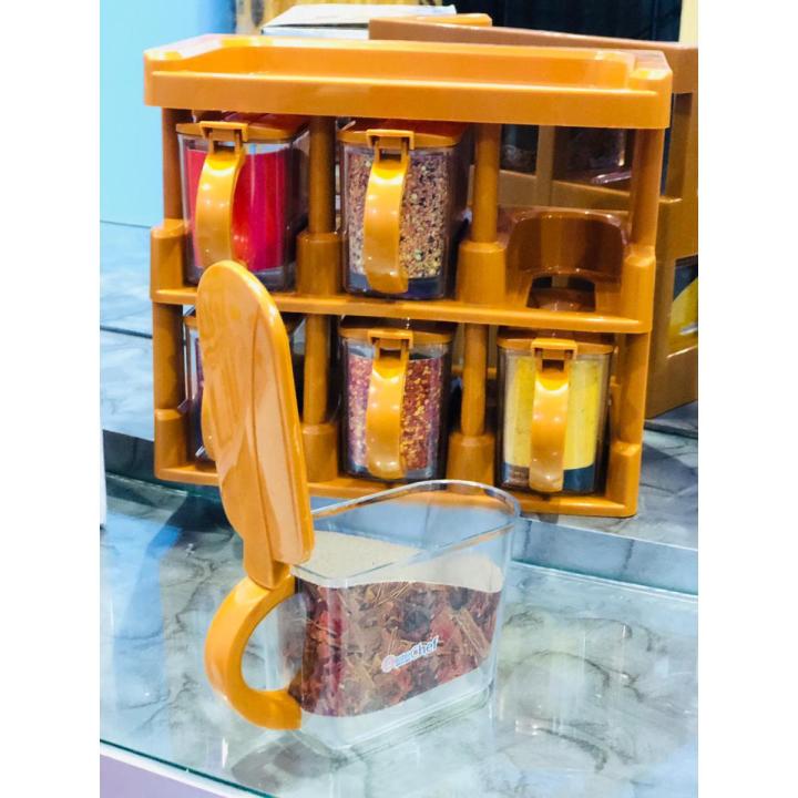 Spice Jars Rack, Masala Jars Box Set ( 6 Pieces )Wall Mountable (random ...