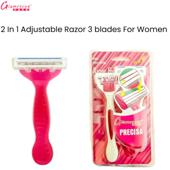 Glamorous Face 2 In 1 Adjustable Razor 3 blades For Women | Daraz.pk