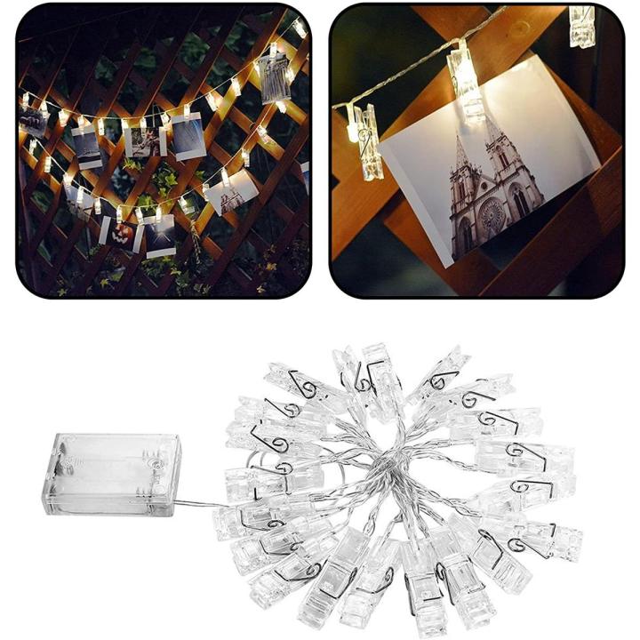 20 LED Photo Night Glowing Clips String Lights/Holder, Battery & USB ...