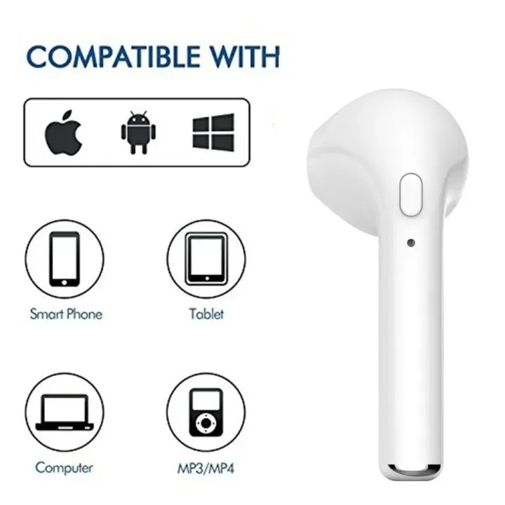 i7 Single Wireless Bluetooth Earbud – AirPods Style Handsfree with ...
