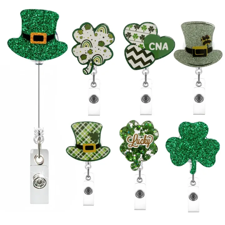 Decorative Acrylic Badge Clip Durable Badge Reel Clip Green Retractable ...