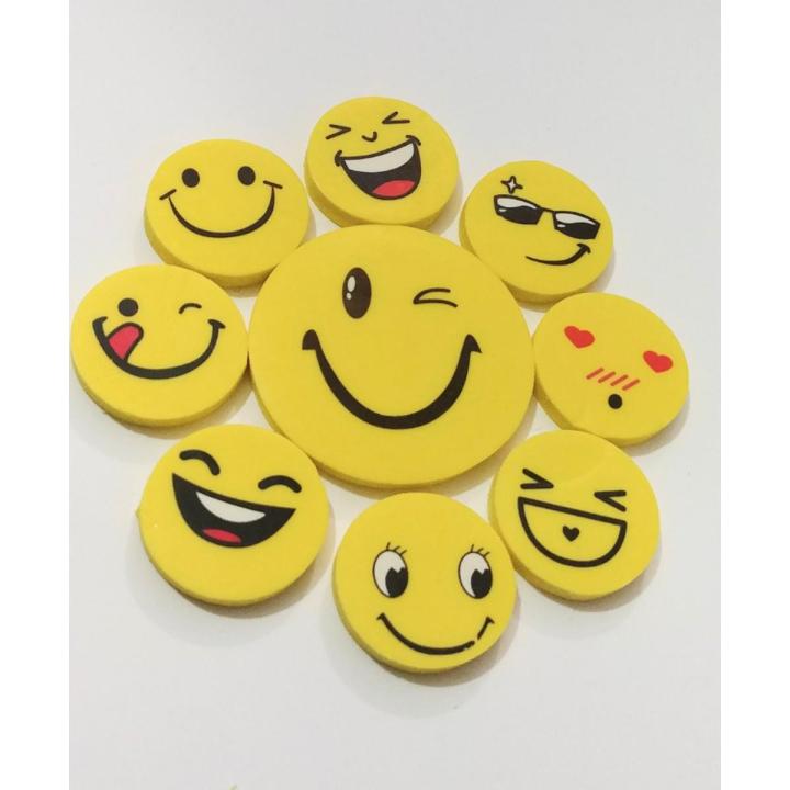 Lovely smiling face Emoji Eraser And Sharpener Cute Rubber for kids ...