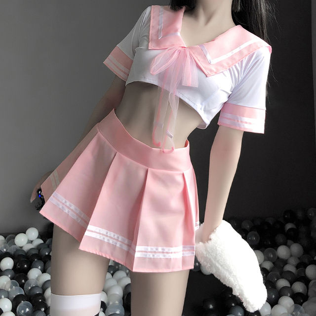 Korean Short Shirt Pleated Skirts Exotic Sailor Girl Pink Kawaii ...