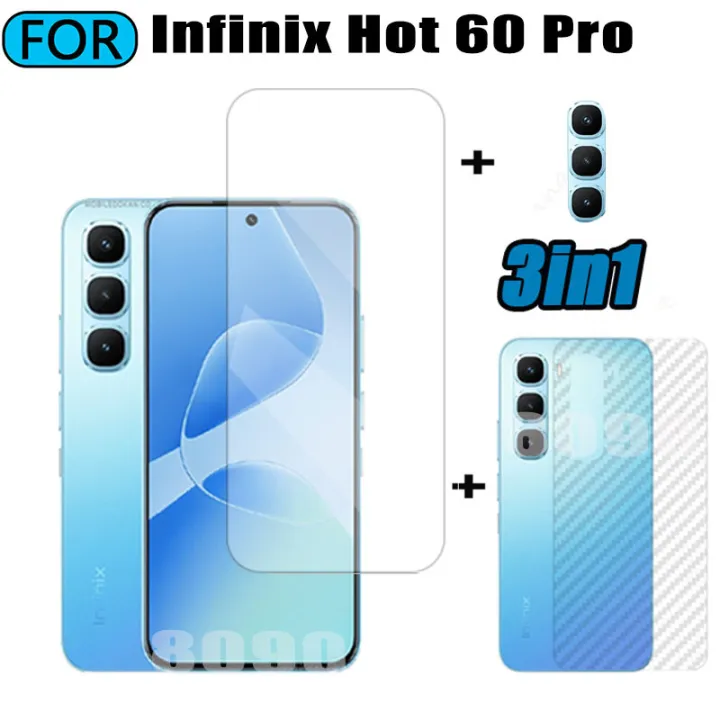 Infinix Hot 60 Pro Tempered Glass 3 in 1 Screen Protector for Infinix ...