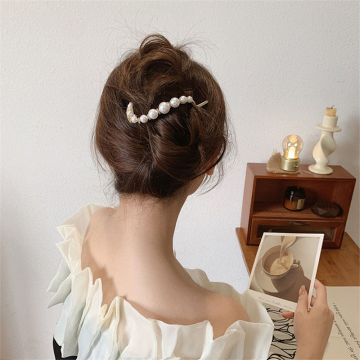 High-end large pearl hair clip, Korean Dongdaemun summer 8-shaped clip ...