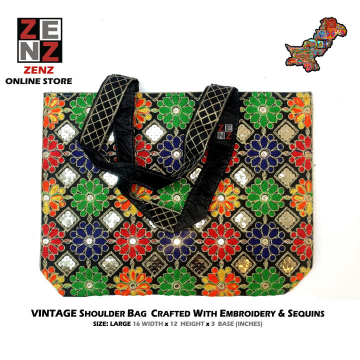 Pakistani Sindhi Embroidered Boho Vintage Large Shoulder Bag for Women ...