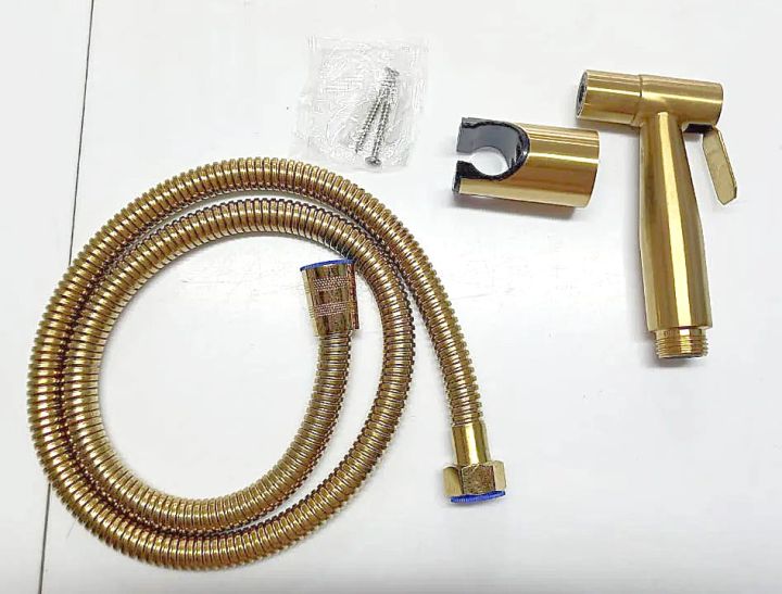 Golden Muslim shower with 1m Flxible Muslim Shower Chain or Shattaf ...