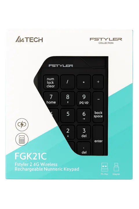 A4TECH Fstyler 2.4G Wireless Rechargeable Numeric Keypad FGK21C | Daraz.pk