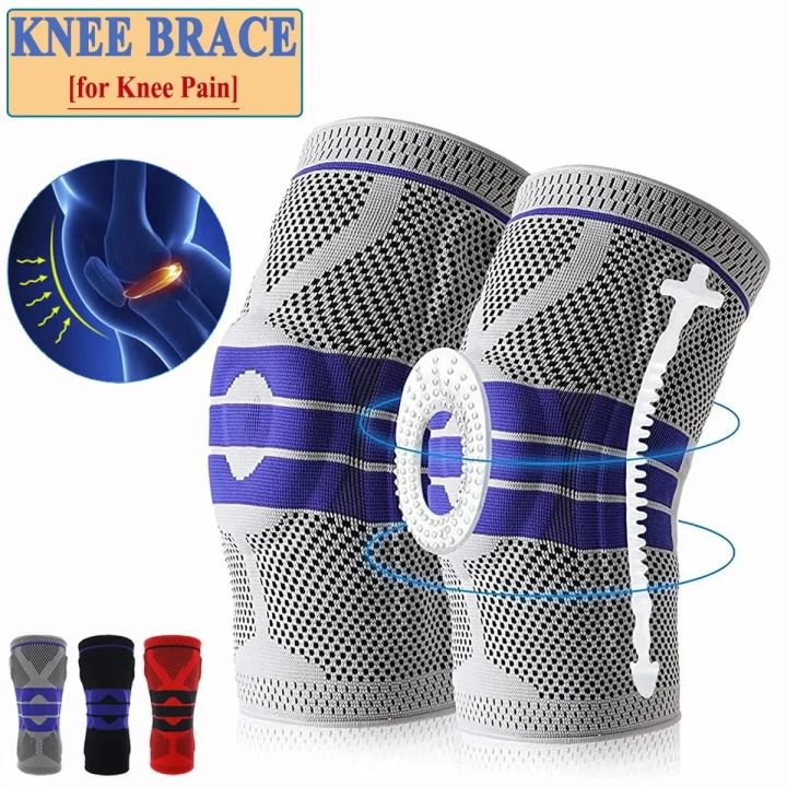 Knee Brace for Men Women Silicone Gel Spring Support Knee Pads Workout ...
