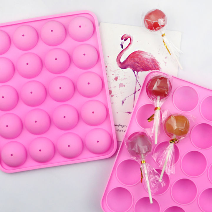 20 cavity round ball shape lollipop mold hard candy, silicone lollipop ...