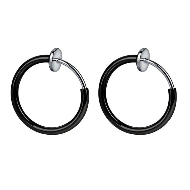 1 Pair (2 Pcs) Retractable Black Earrings Set for Boys Ear Tops for ...