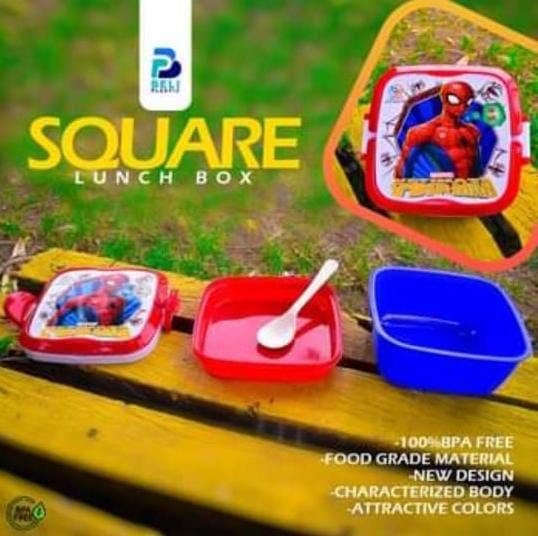 Square Double Story Lunch Box (with Spoon Inside) For School | Daraz.pk