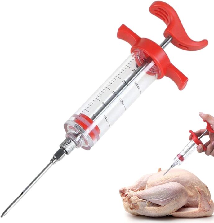 1 Pack Plastic Marinade Injector Syringe with Screw-on Meat Needle for ...