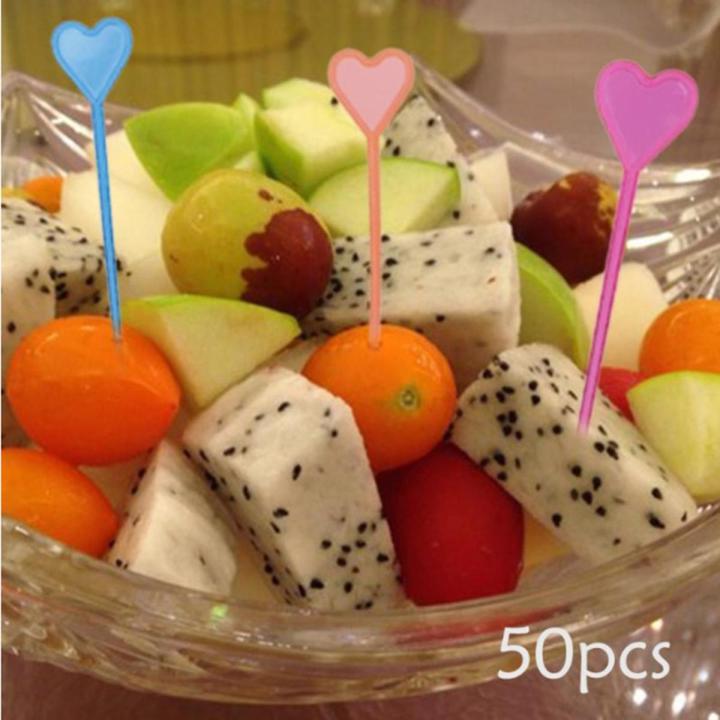50pcs Plastic Disposable Forks Stick Food Picks Heart Arrow Dessert ...