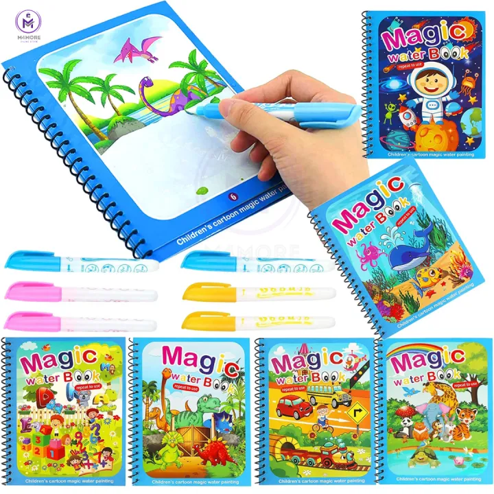 "Reusable Magic Water Coloring Book Set with Pen | Montessori Kids ...