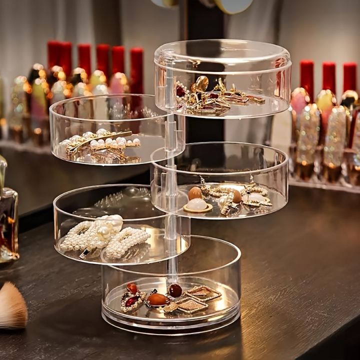 Acrylic Rotating Jewelry Organizer with Lid Transparent | Ear Rings ...