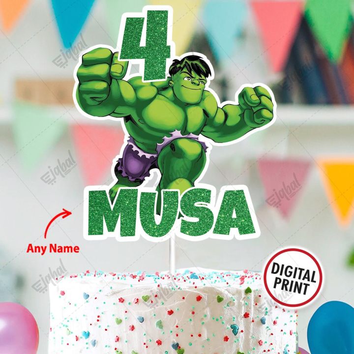 Personalised Digital Cake Topper Hulk Theme Topper for Birthday Party ...