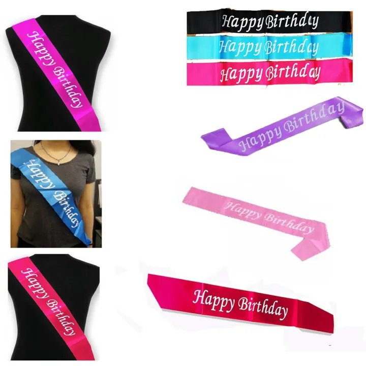 Happy Birthday Sash Birthday Girl Sash Black pink blue black Golden ...