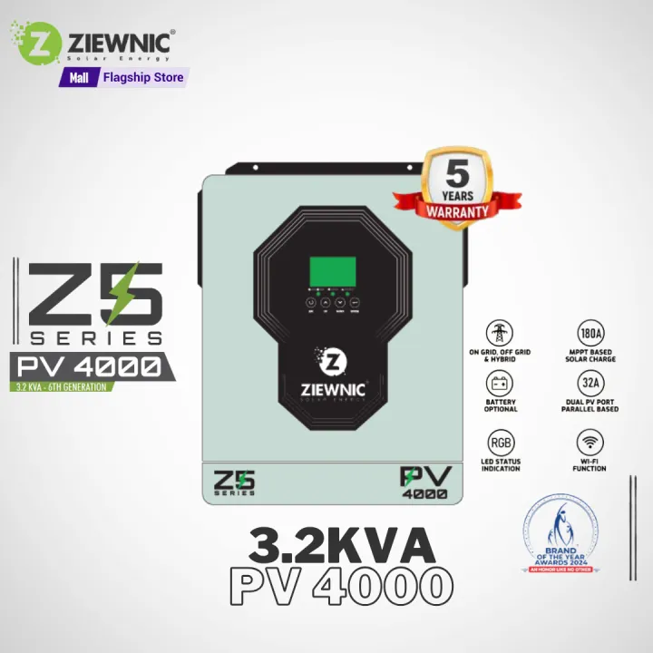 ZIEWNIC Z5 Series 3.2 (KVA) 6G PV4000 Solar Hybrid Inverter 100% Pure ...