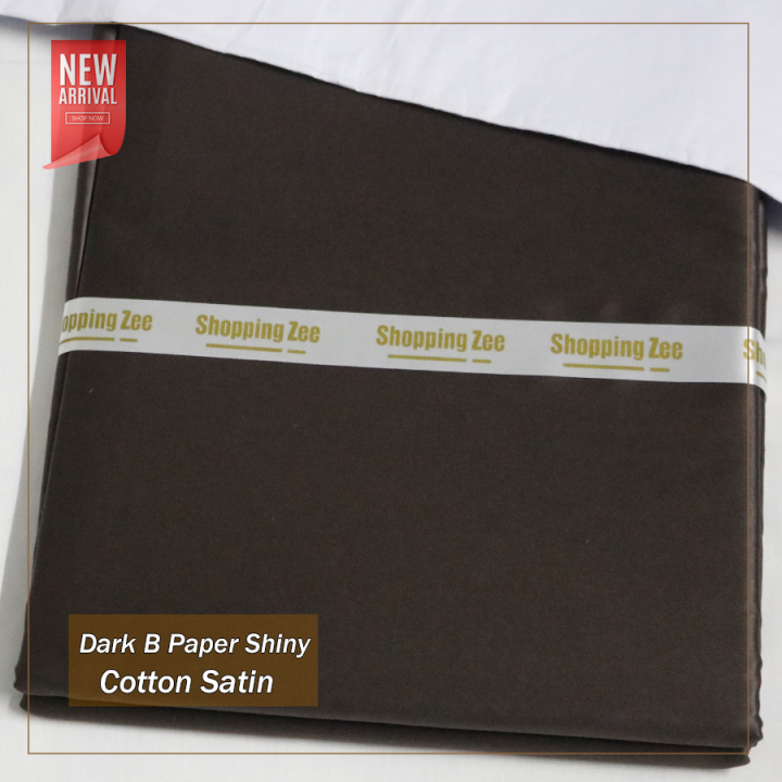 Dark Brown Paper Shiny Cotton Satin Un-Stitched Suit For Men | Quality ...