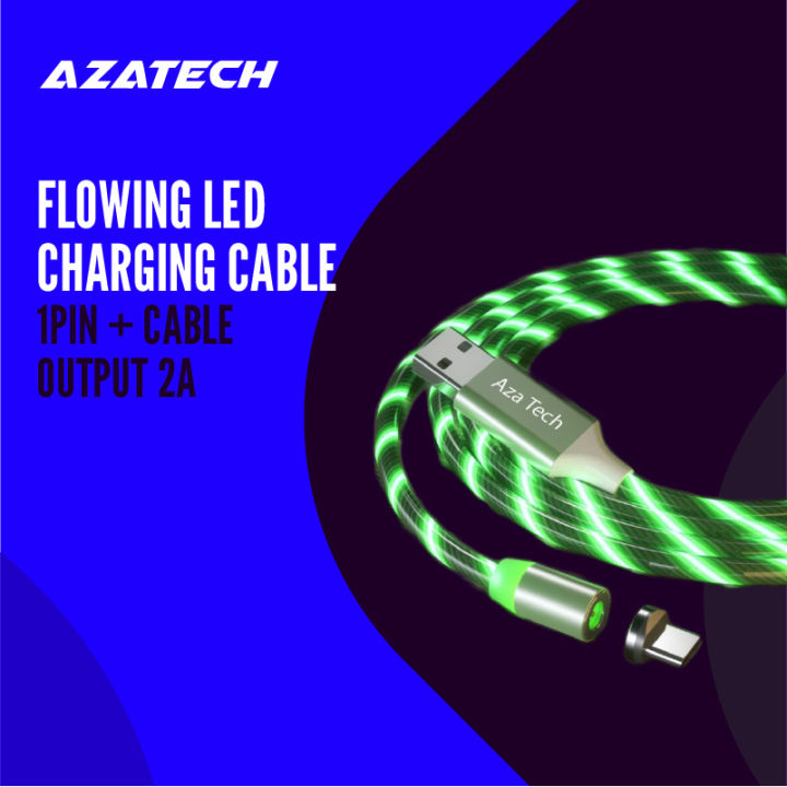 AzaTech Original Flowing LED 2.4A Magnetic Charging Cable - Micro USB ...