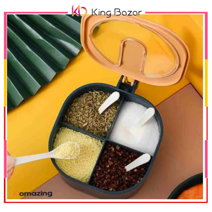 Spice Kit Masala Box Modern Spice Kit 4-1 Grid Spice Jar High Quality ...