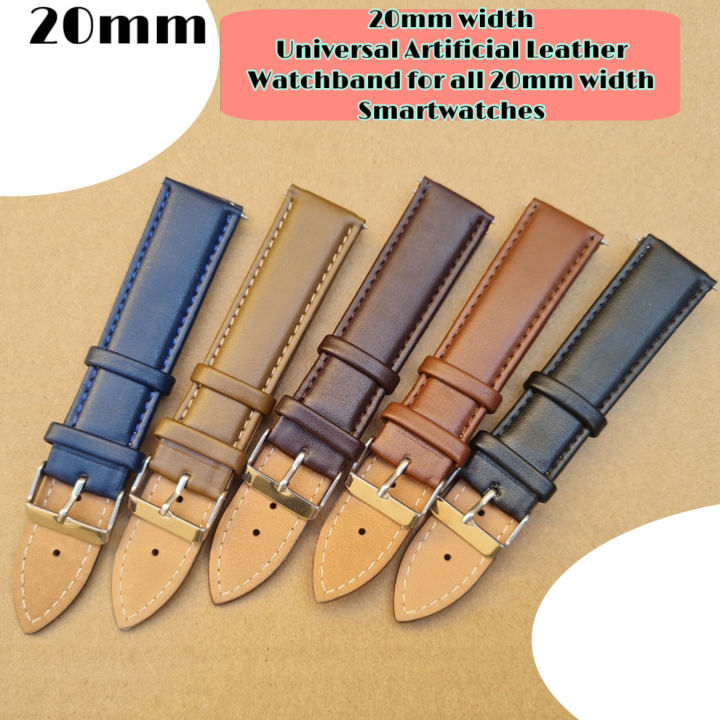20mm width Universal Artificial Leather Watch Band Strap Designed for ...