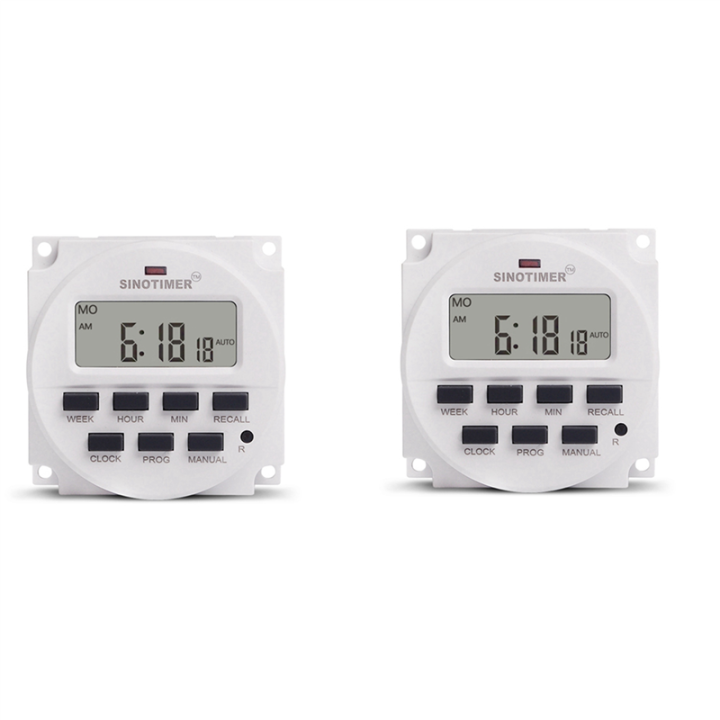 2x Tm618n 2 Lcd 1 6 Inch Digital 220v Ac Programmable Timer Switch With Relay Inside And Countdown