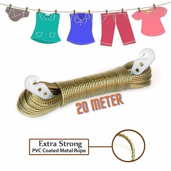 20-Meter PVC Coated Steel Anti-Rust Wire Rope Clothesline with 2 ...