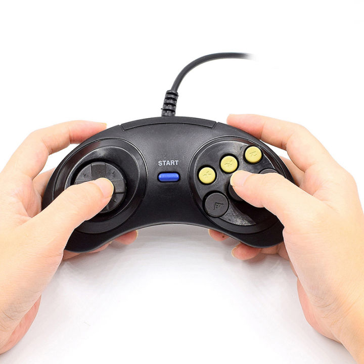 Classic Wired 6 Buttons Joypad Handle Game Controller For SEGA MD2 Mega ...