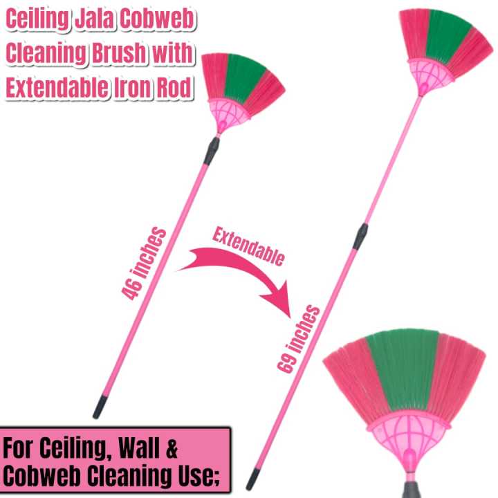 Ceiling Jala Cobweb Brush with 69 inches Long Extendable Rod, Best For ...