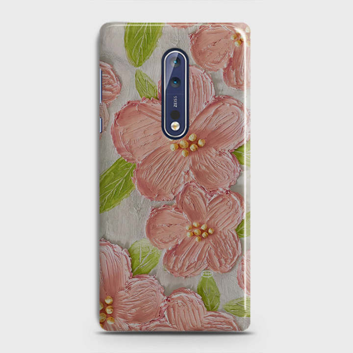 Nokia_ 8 Cover - Floral Series - Design 9 - Pink & Green - Matte Finish ...
